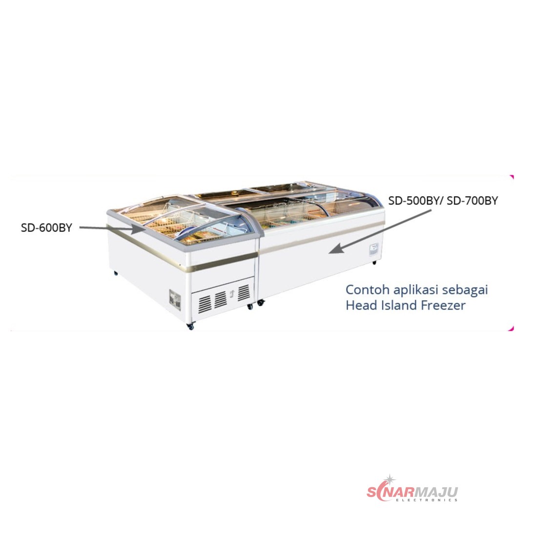 Sliding Curve Glass Freezer GEA 600 Liter SD-600BY