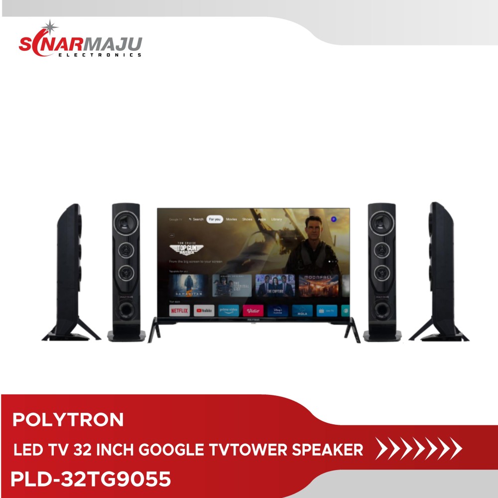 LED TV 32 Inch Polytron HD Ready GOOGLE TV Tower Speaker PLD-32TG9055