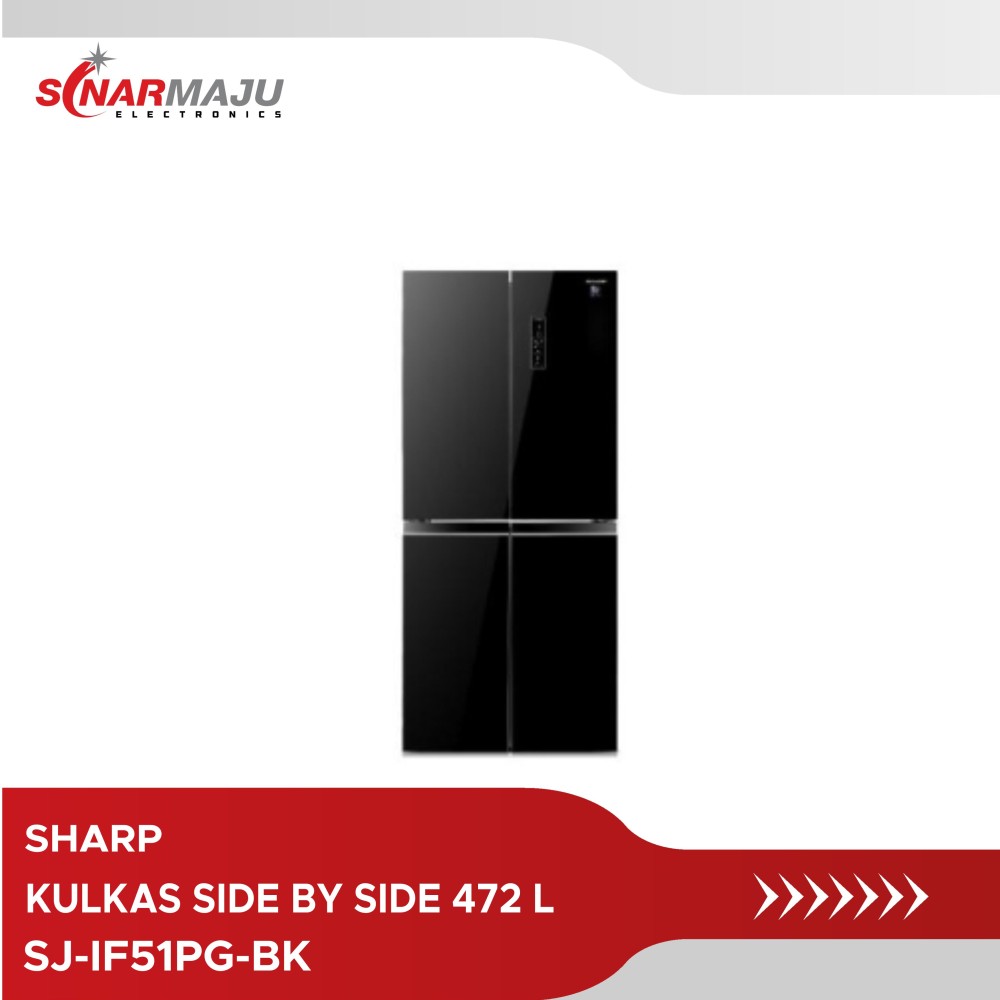 Kulkas MultiDoor Sharp 472 Liter Inverter Plasmacluster SJ-IF51PG-BK