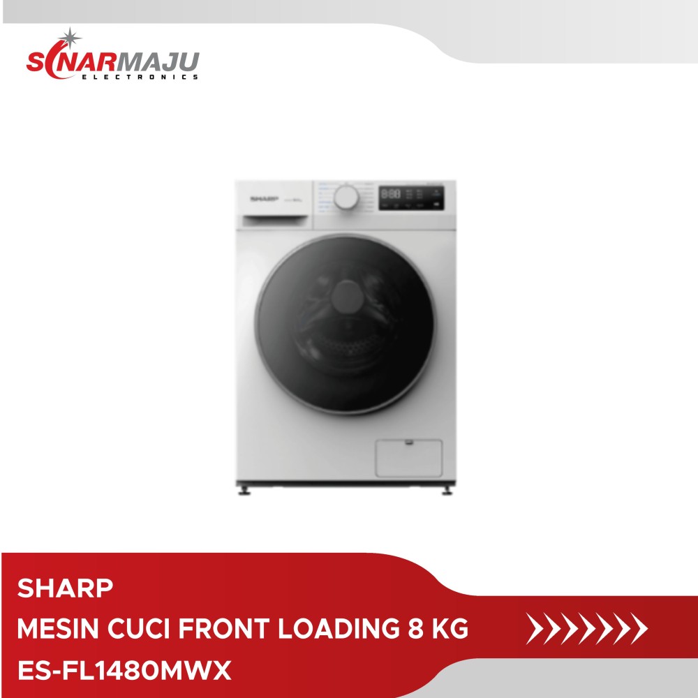 MESIN CUCI 1 TABUNG SHARP 8 KG FRONT LOADING ES-FL1480MWX